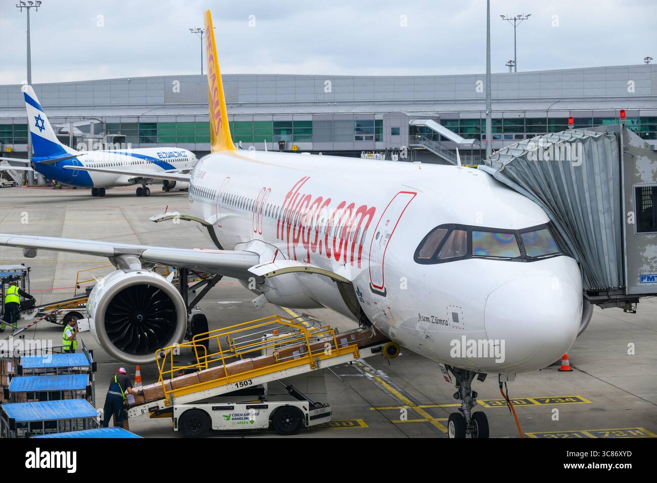 Pegasus Airlines Turkish low cost airlane airplanes at Vaclav Havel ...