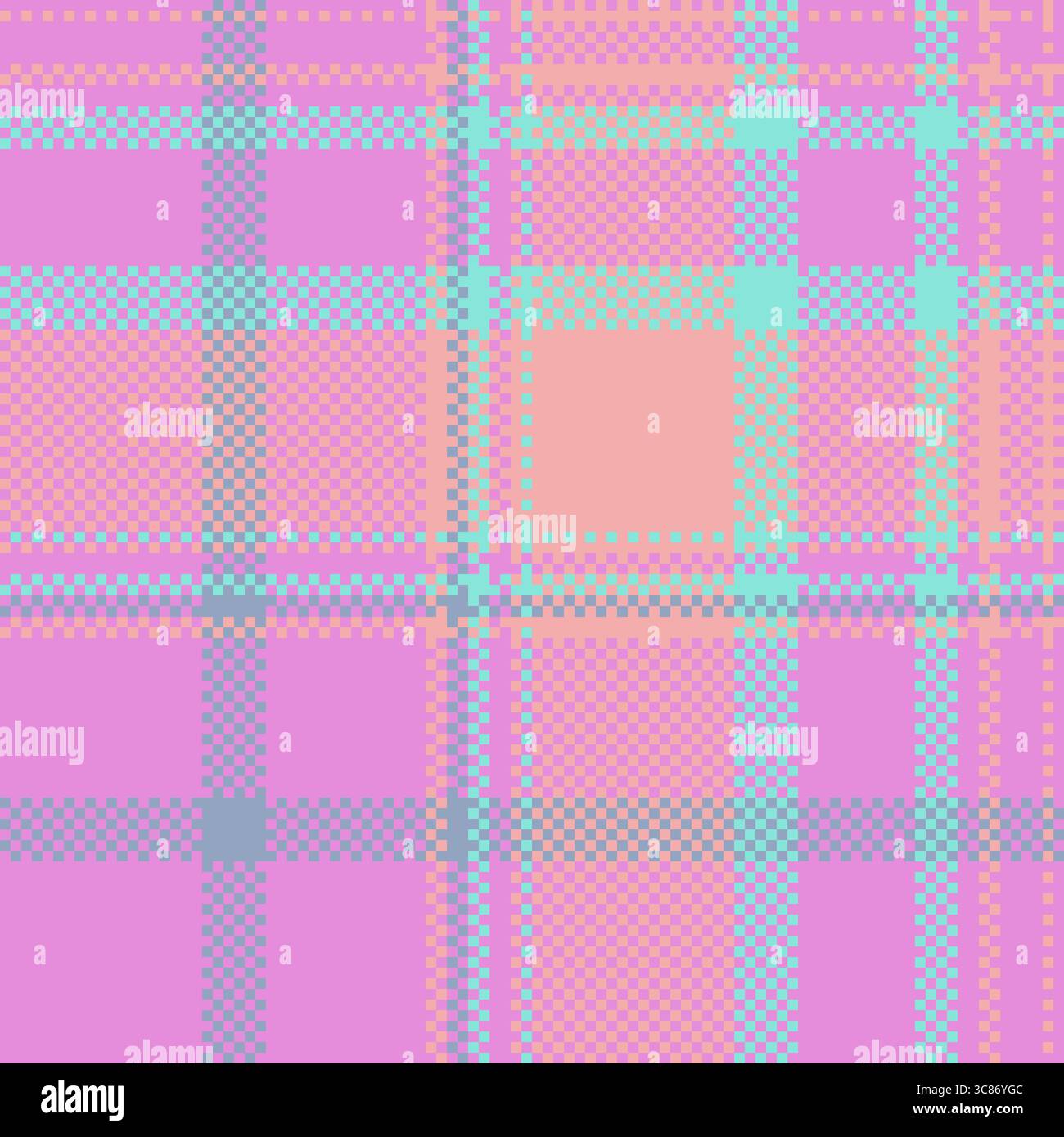 Pastel plaid pattern in pixel art style. Retro textile design with ...