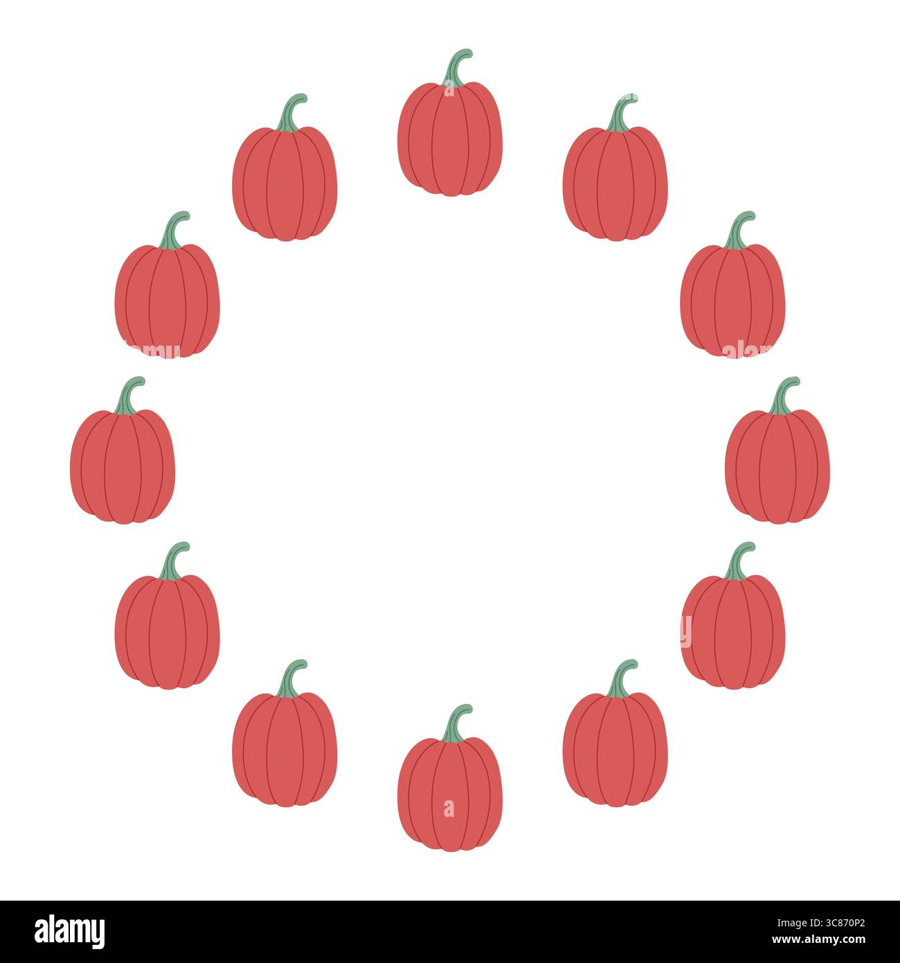 Pumpkin circle frame. Cozy autumn pumpkins. Vector flat illustration ...
