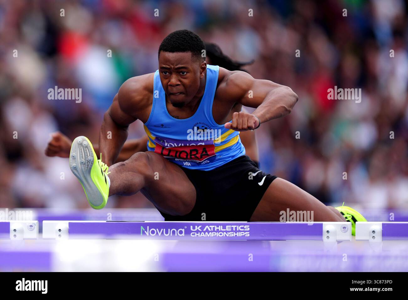 Tade Ojora on his way to winning the Men’s 110m Hurdles Final during ...