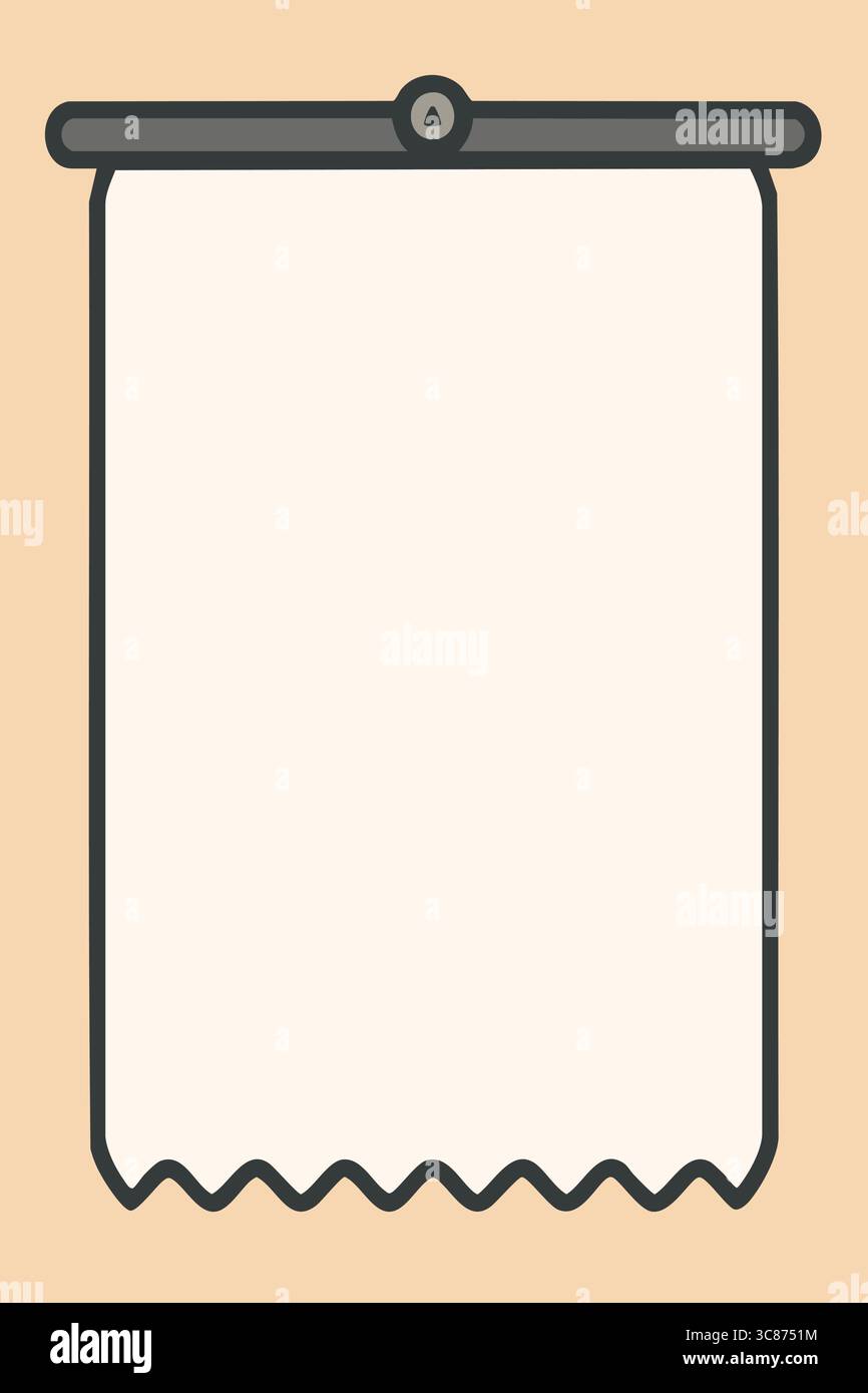 A flat vector illustration of a vertical scroll of paper with a ...