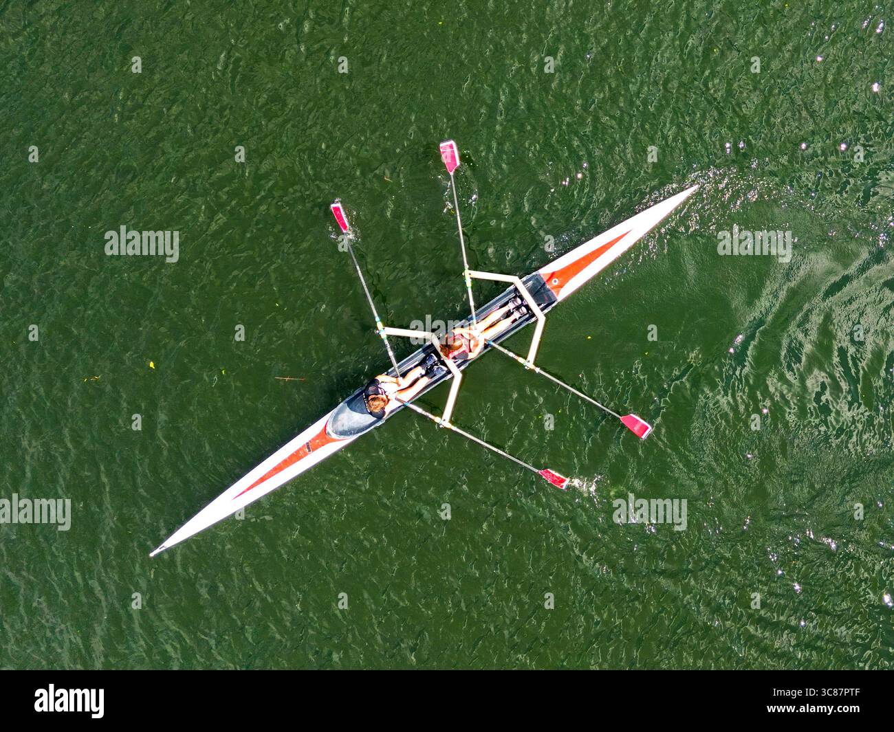 Marlow, Buckinghamshire, England, UK – 21 July 2025: Overhead view of a ...