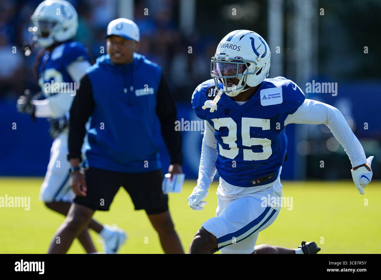 Indianapolis Colts cornerback Johnathan Edwards (35) runs a drill ...