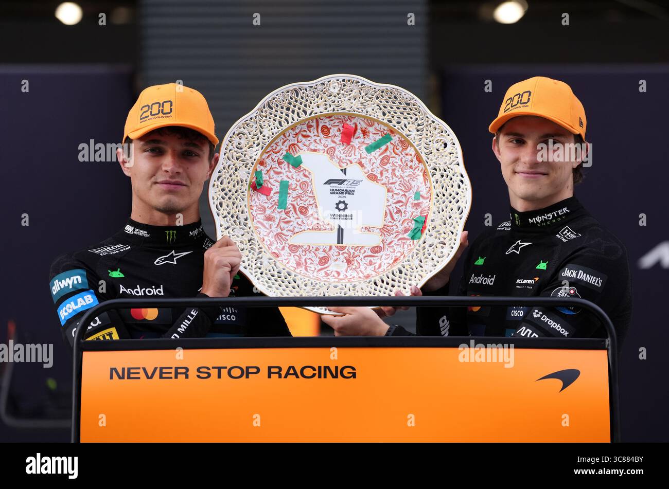 McLaren's Lando Norris, first, and McLaren's Oscar Piastri, second ...