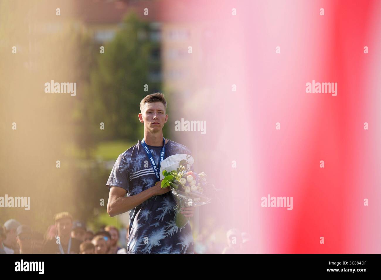 Winner Gannon Buhr of USA celebrates on the podium of the PDGA Pro ...