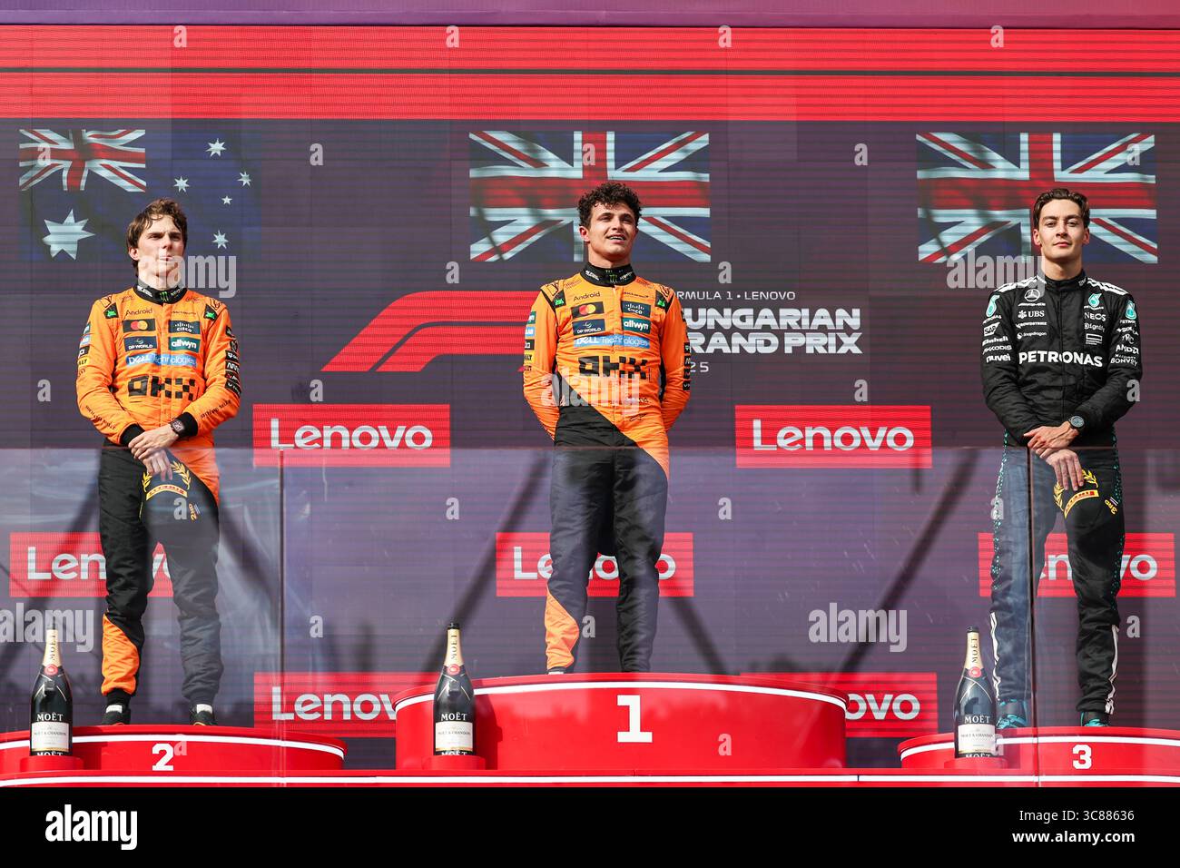 Budapest, HUNGARY - AUGUST 3: Top 3 Podium during the F1 Grand Prix of ...