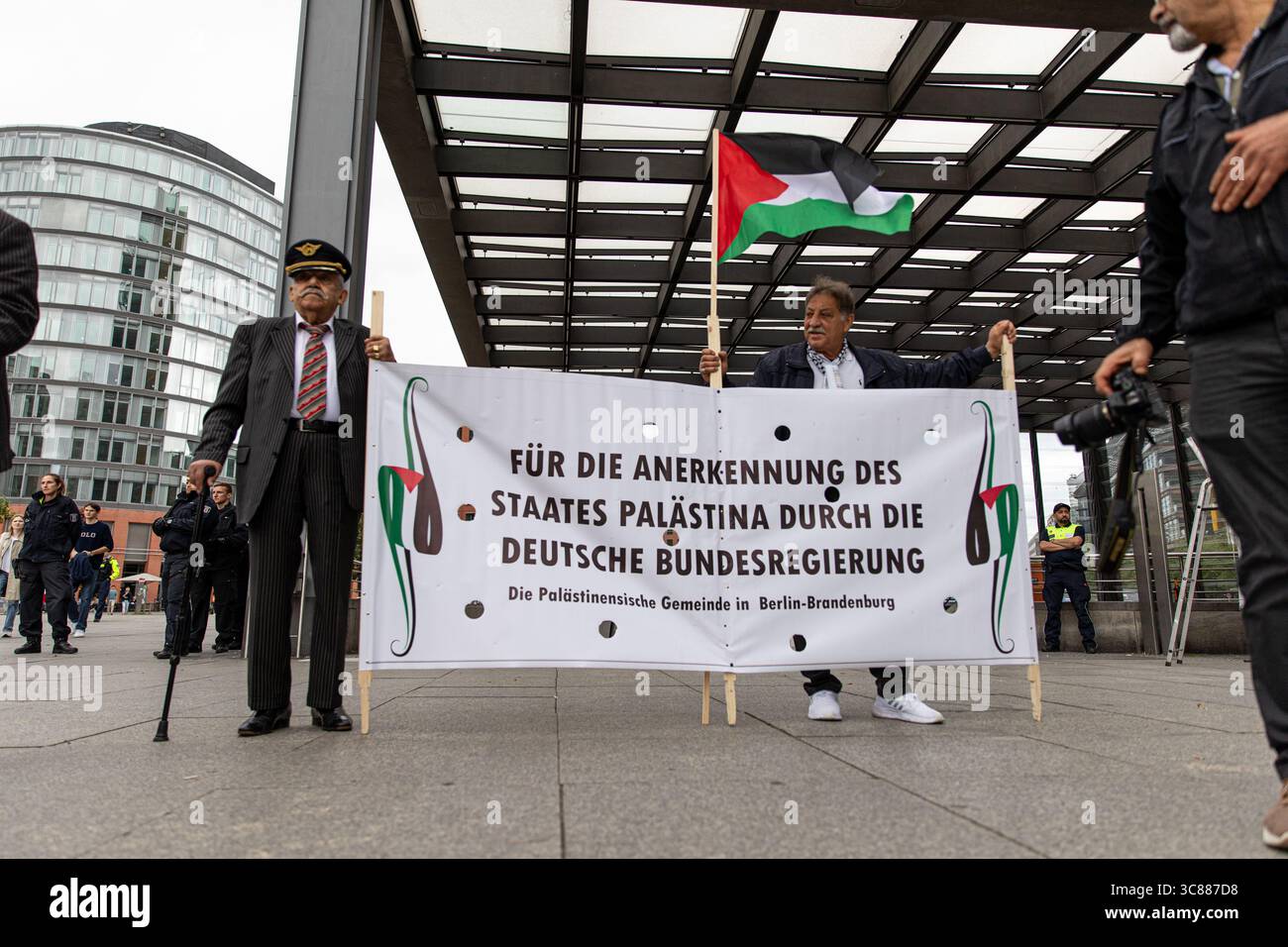 Protesters hold a demonstration at Potsdamer Platz in Berlin, Germany ...