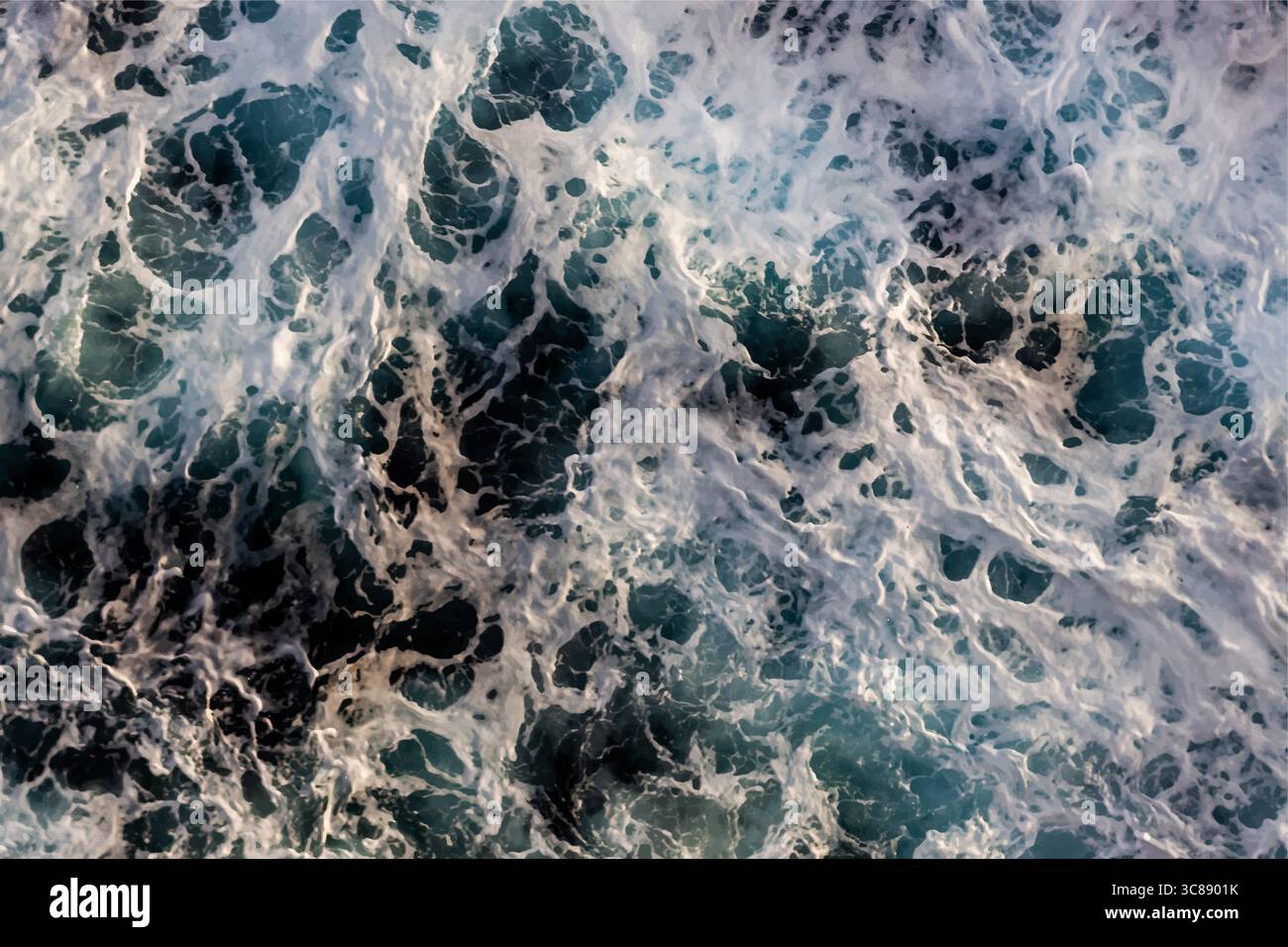 Ocean surface texture. Top view of artistic water with foam. Can be ...
