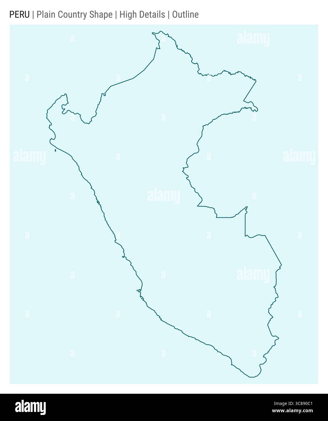 Peru plain country map. High details. Outline style. Shape of Peru ...