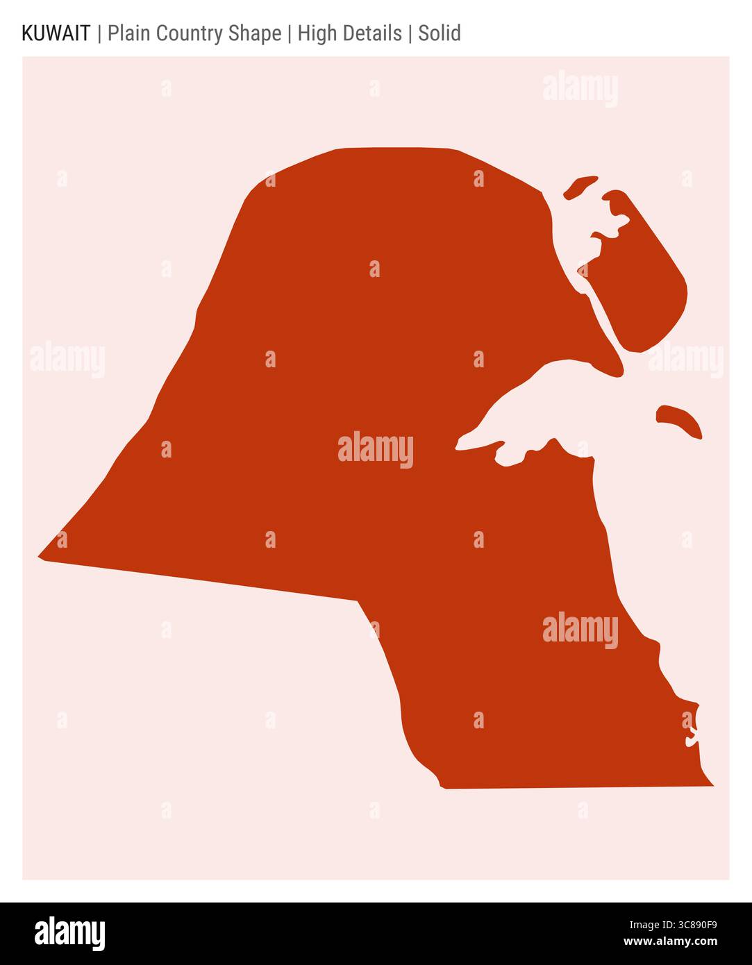 Kuwait plain country map. High Details. Solid style. Shape of Kuwait ...