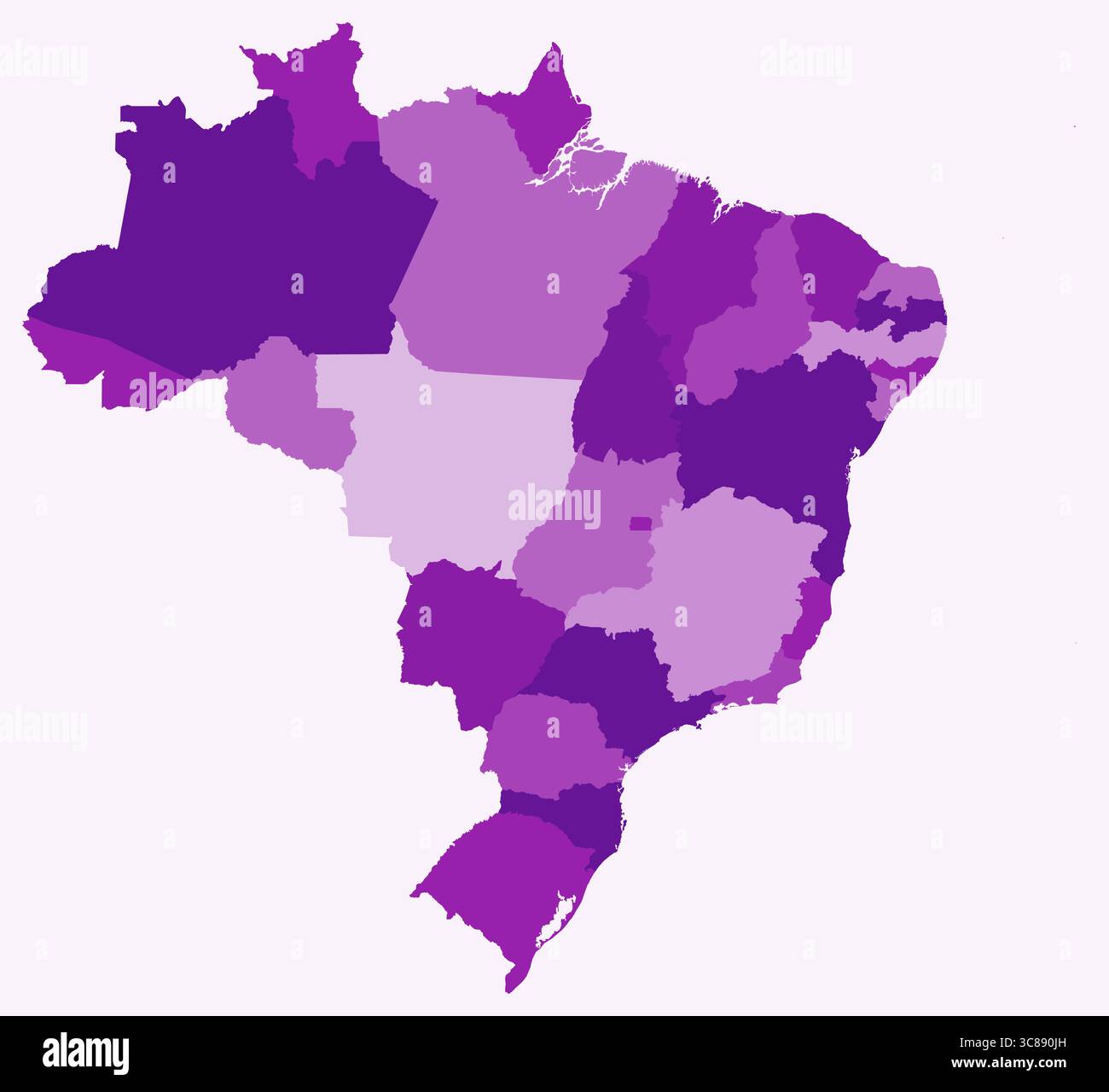 Map of Brazil with states. Just a simple country border map with state ...
