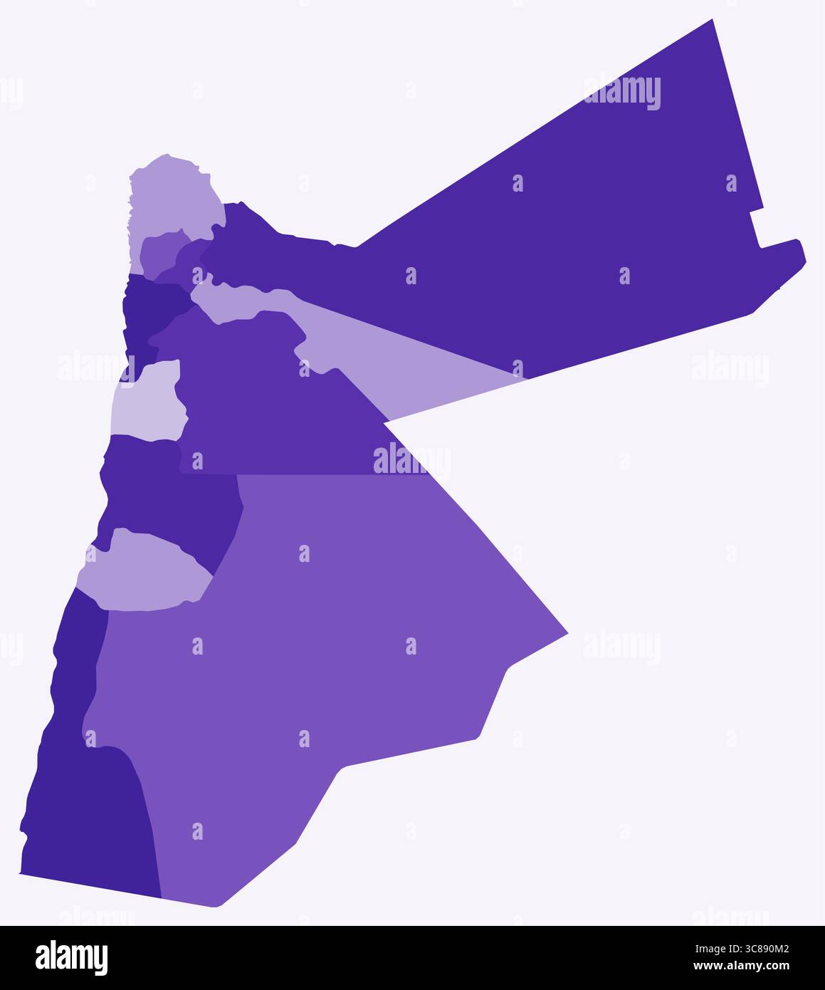 Map of Jordan with regions. Just a simple country border map with ...
