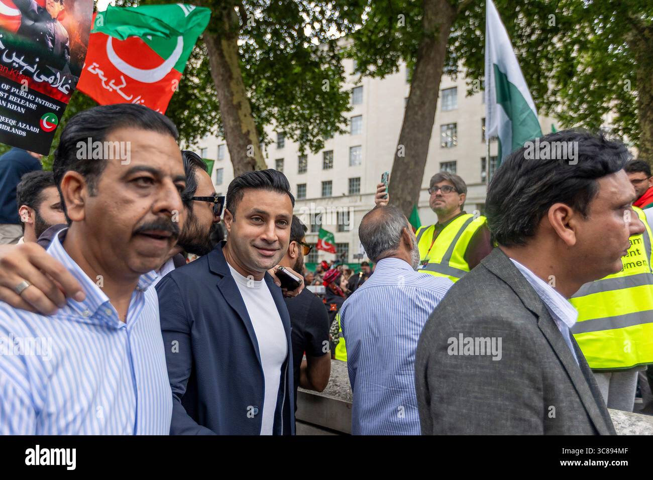 LONDON, UK – 3 August 2025 Supporters of Pakistan Tehreek-e-Insaf (PTI ...