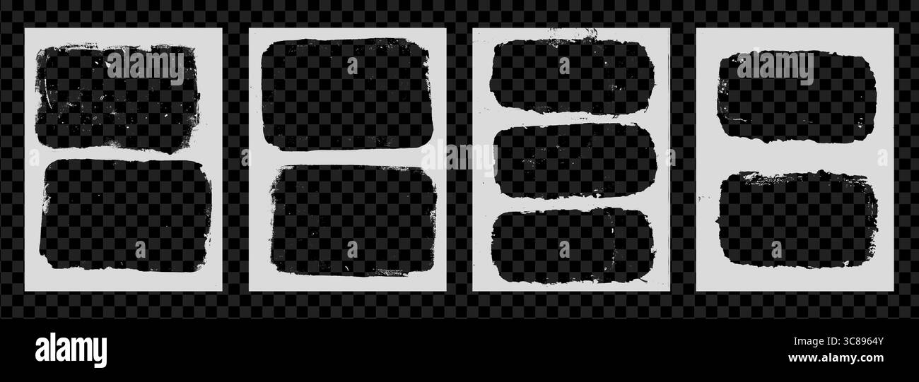 Photo grunge frames set template. Ink paint edges punk border for ...