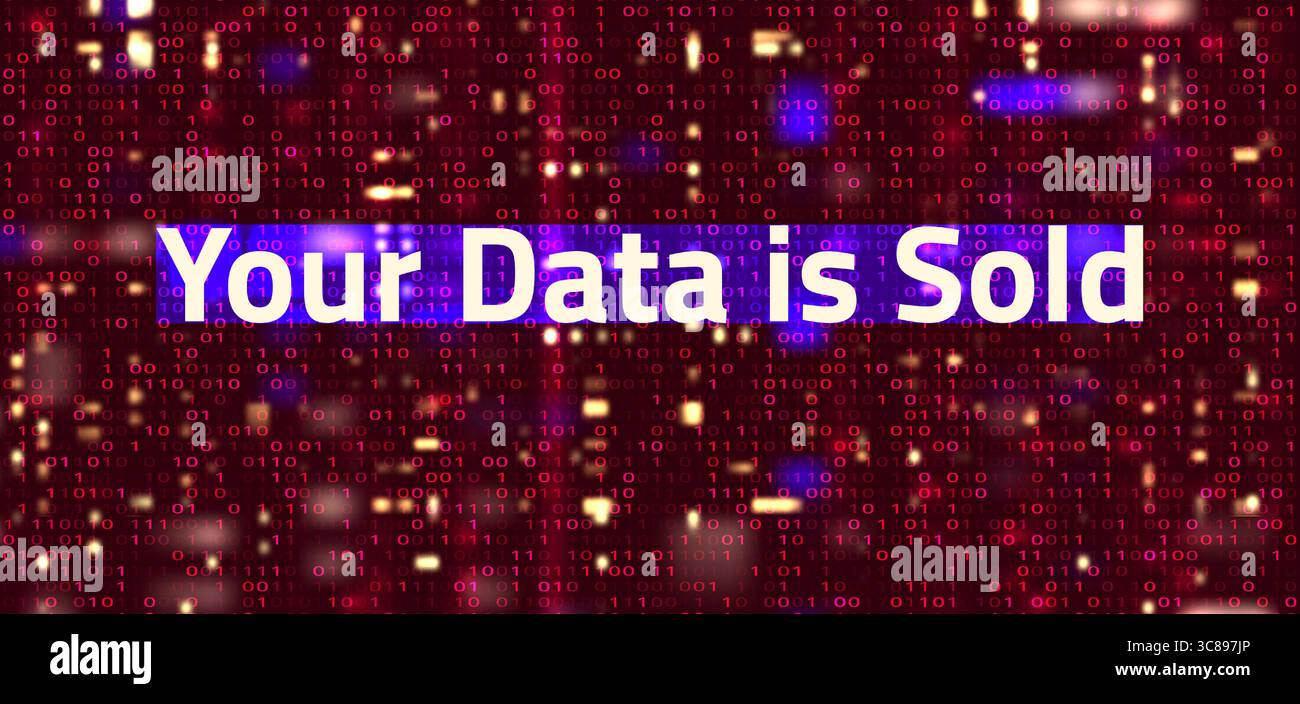 Warning Message Your Data Is Sold Displayed Over Red Binary Code ...