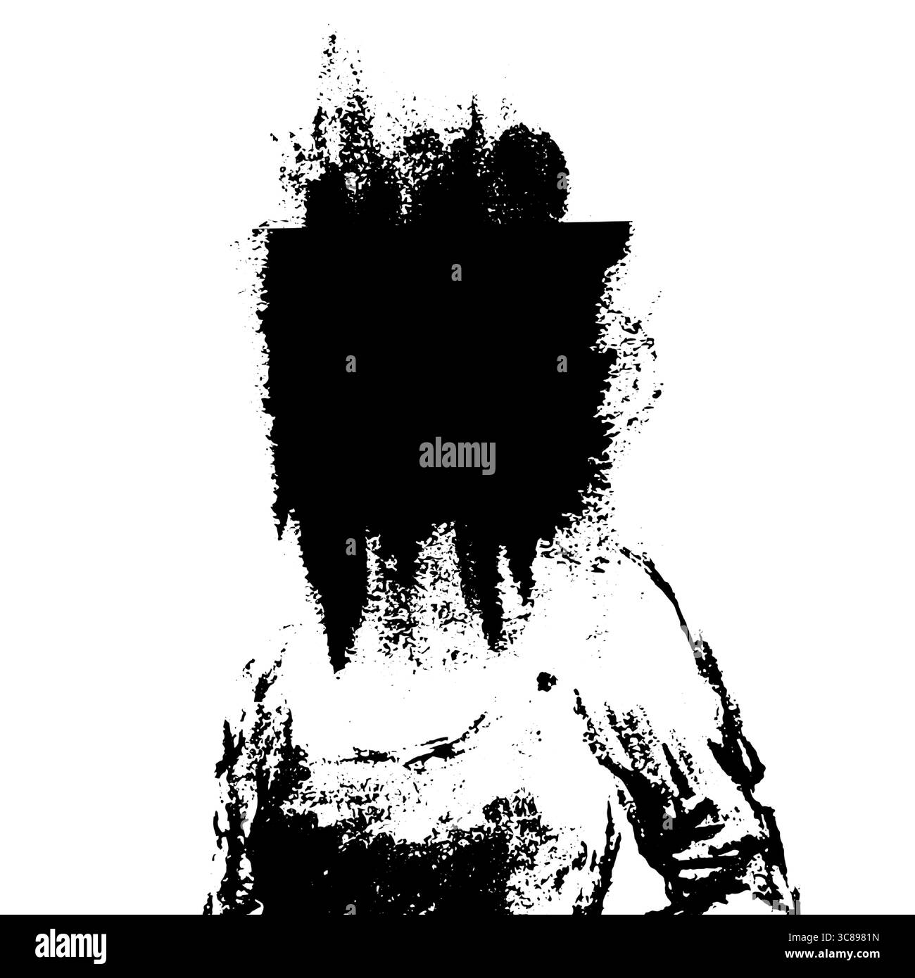 Emotional Charcoal Sketch of a Distressed Woman with Eyes Obscured by a ...