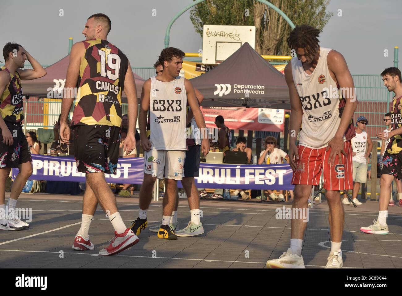 Cangas, Spain. 3 July 2025. Semifinal 3x3 tournament, runner-up trophy ...