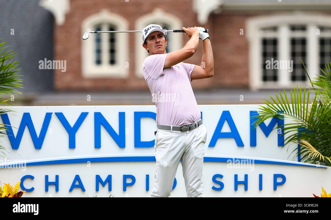 August 3, 2025: Nico Echavarria tees off on the 3rd hole. Fourth round ...