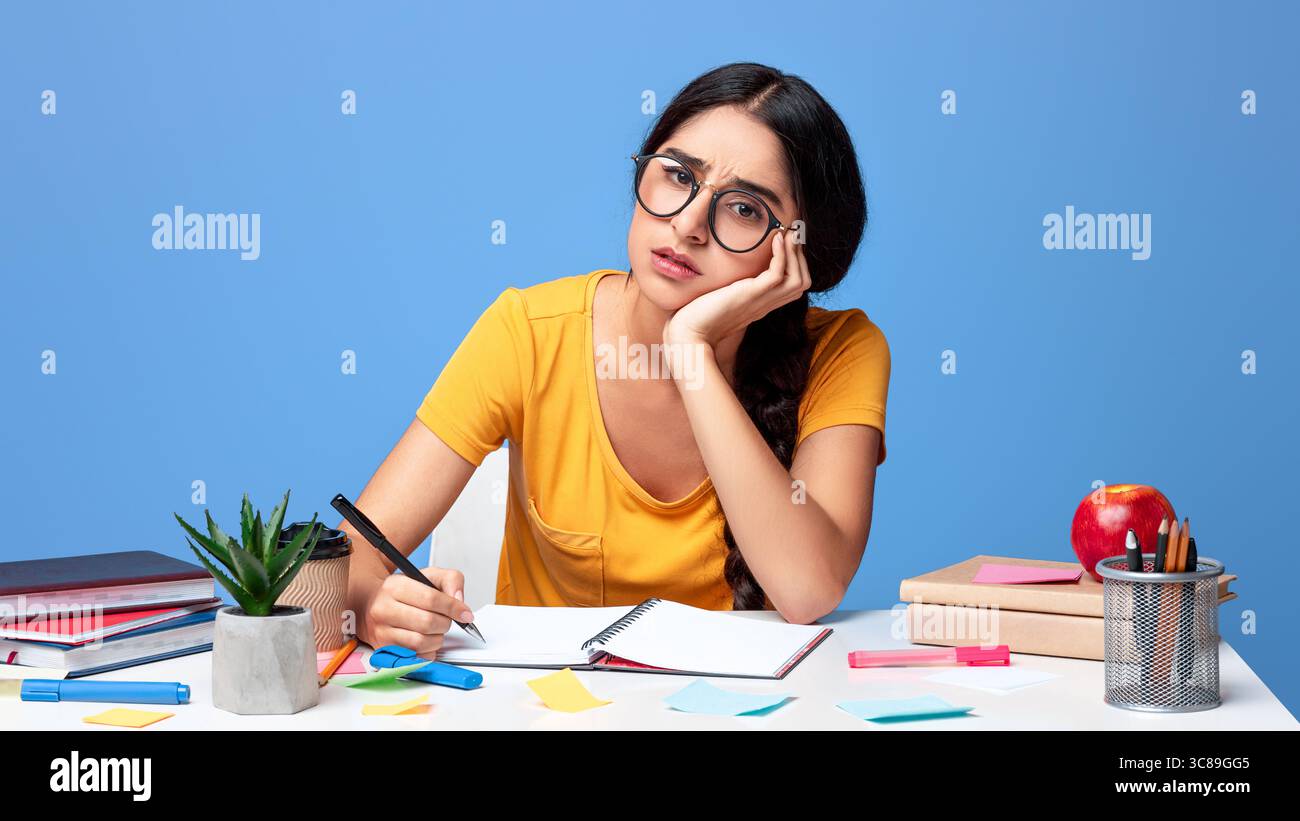 Tired indian lady student hi-res stock photography and images - Alamy