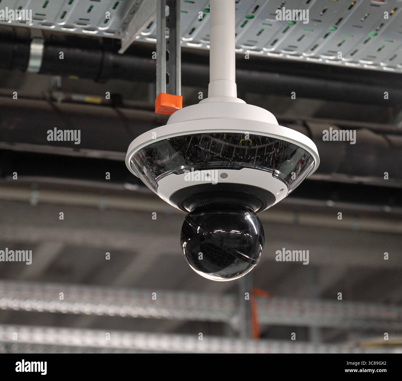 CCTV 360 degrees security camera in underground parking garage, Brusels ...