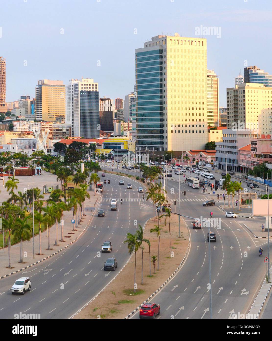 View of Luanda Marginal at sunset - modern financial center. Luanda ...