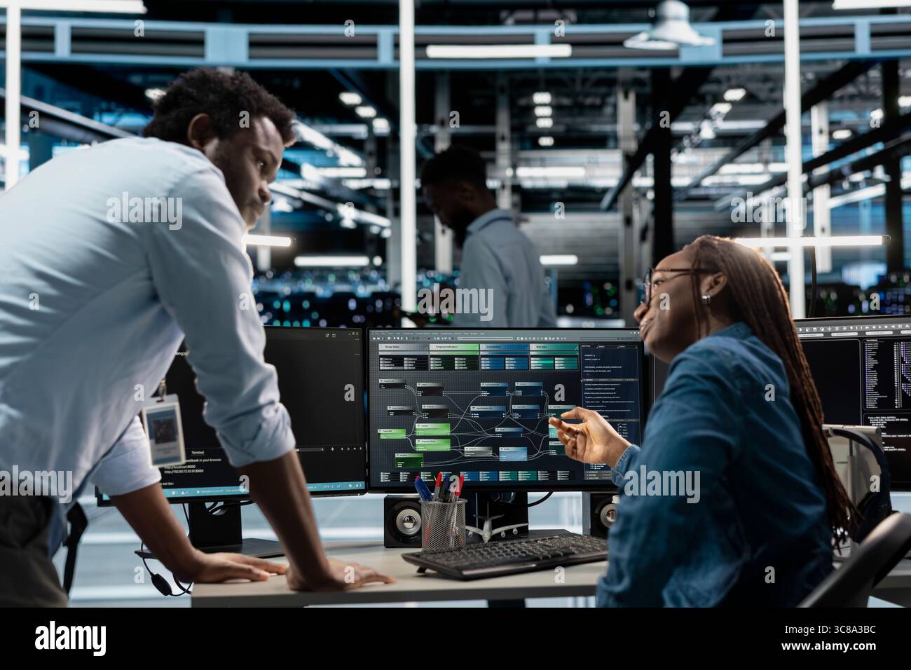 African american specialist checking server hi-res stock photography and images - Alamy