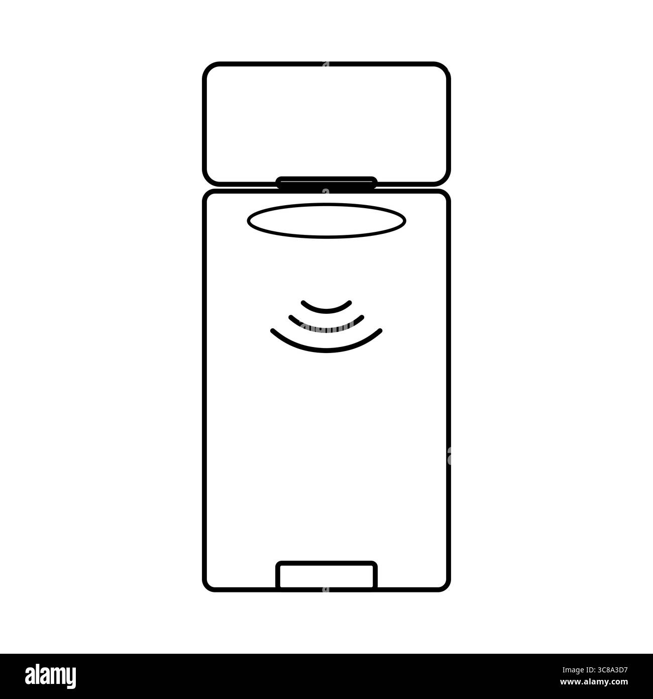 Modern vertical Trash Bin with Touch Open Lid ,outline Illustration ...
