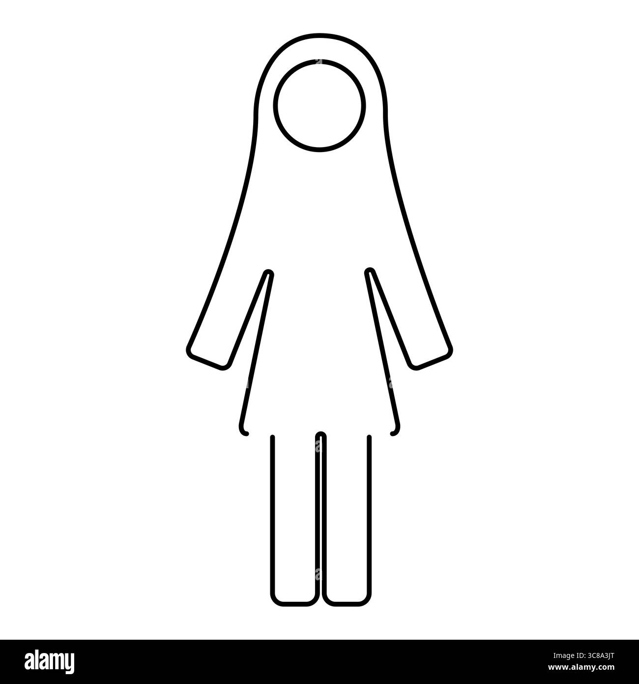 Simple Line Drawing Female Muslim Figure Illustration Stock Vector ...