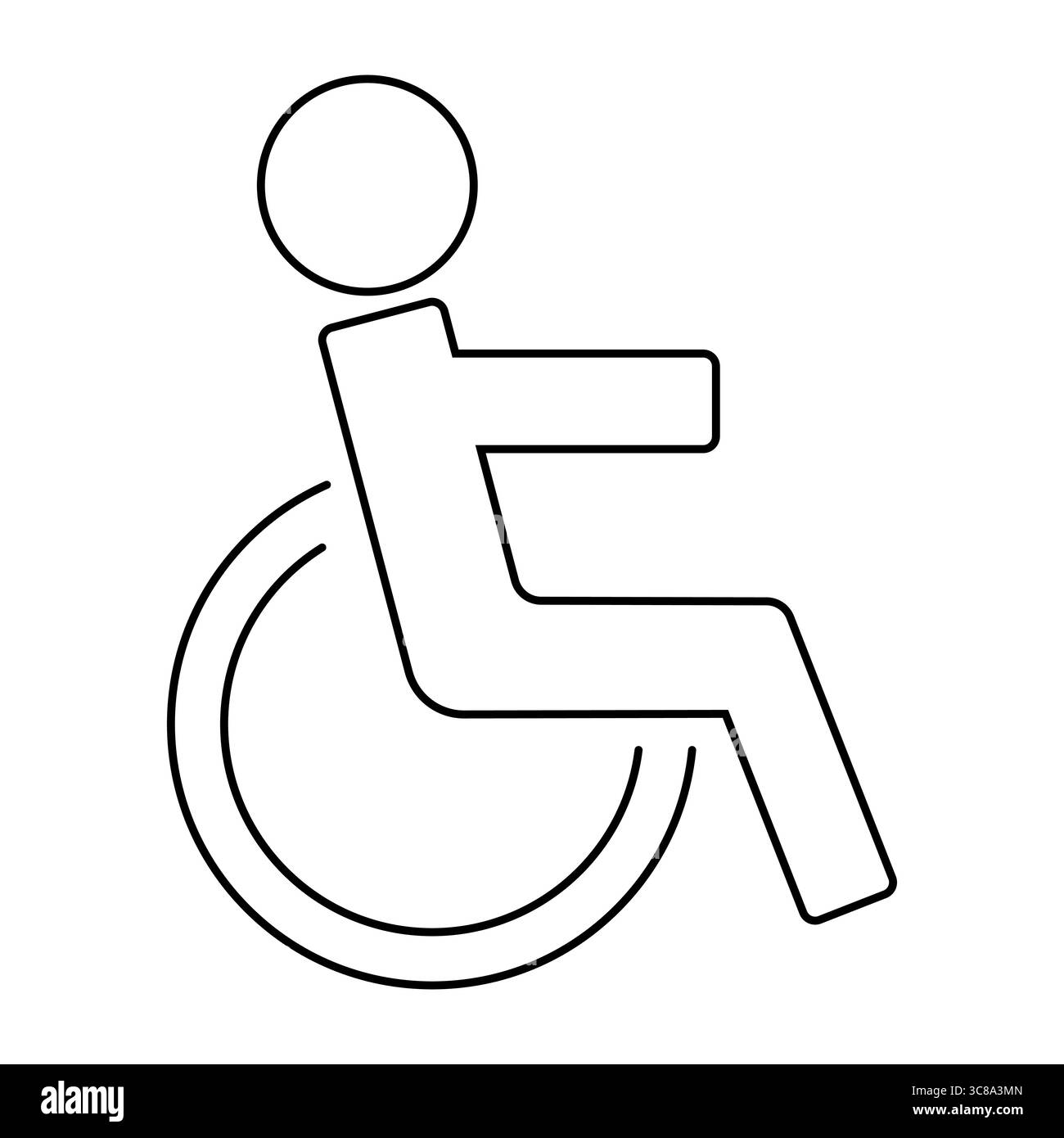 Wheelchair accessibility symbol with universal design icon in black and ...