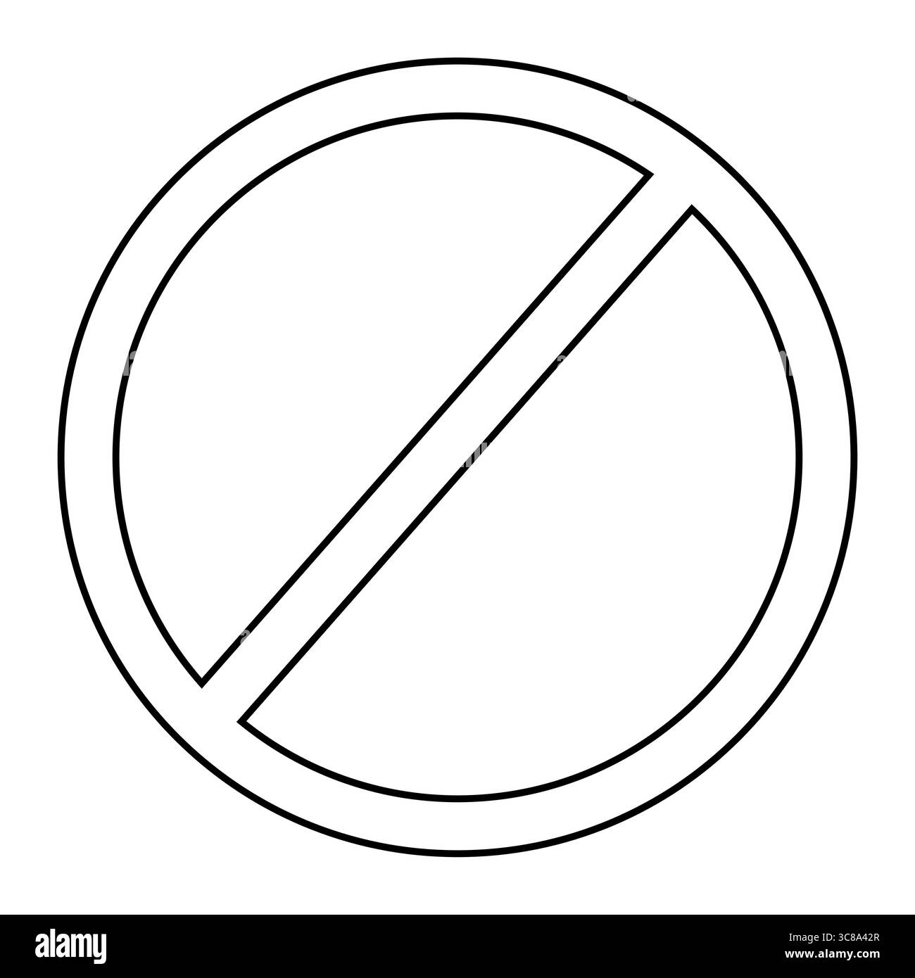Empty circular border with diagonal line on plain background Stock ...