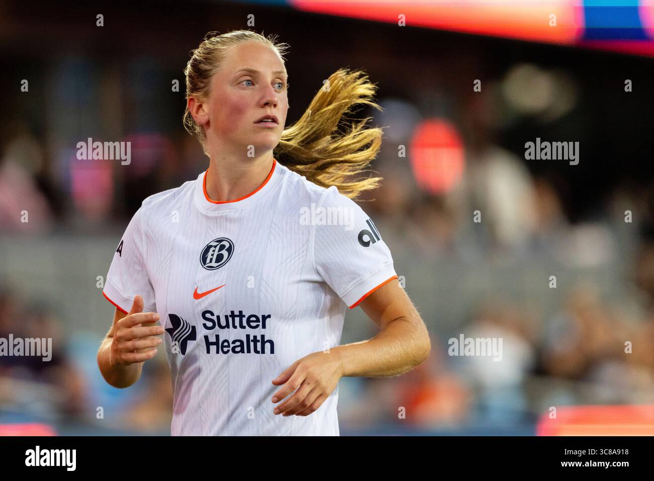 SAN JOSE, CA - AUGUST 02: Hannah Bebar #41 of Bay FC looks on during a ...
