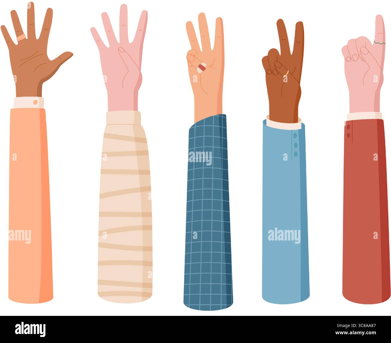 Countdown gesture five number Cut Out Stock Images & Pictures - Alamy