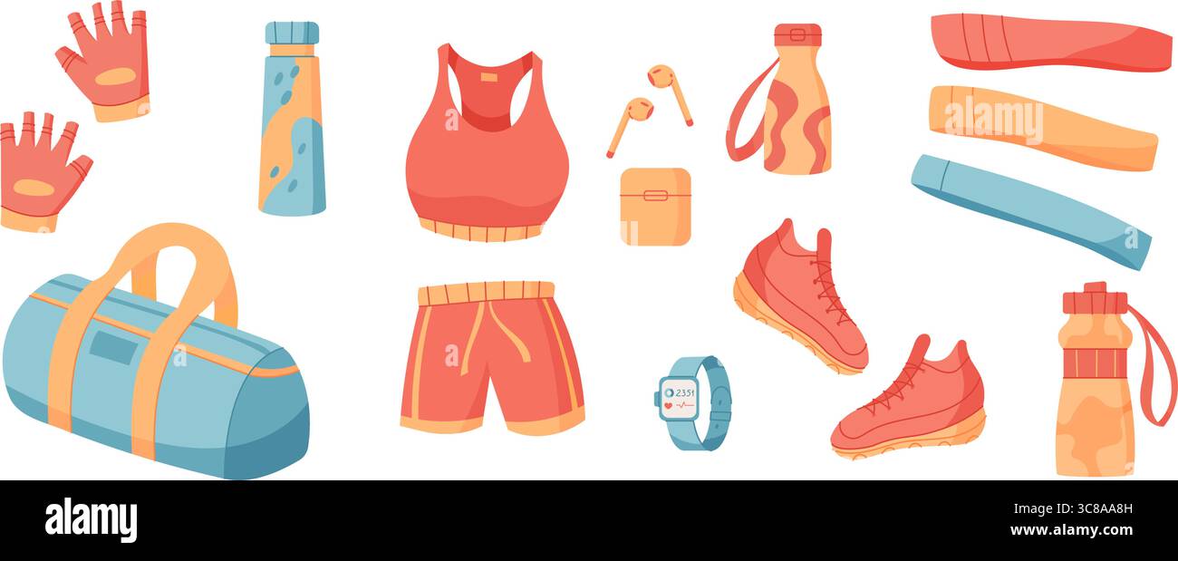Cartoon Flat Gym Equipment Set Stock Vector Image & Art - Alamy