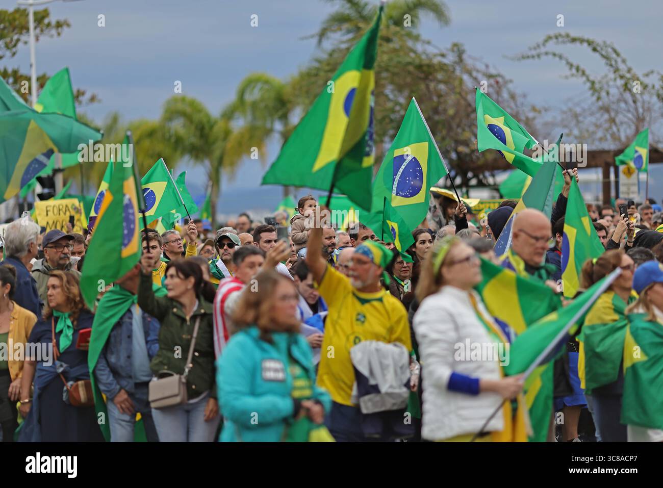 Protesters and supporters of former President Jair Bolsonaro gather at ...