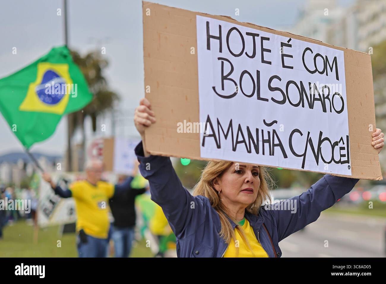 Protesters and supporters of former President Jair Bolsonaro gather at ...