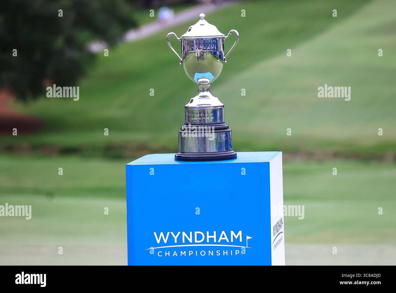 August 3, 2025: Wyndham Championship trophy. Fourth round, 2025 Wyndham Championship, Sedgefield ...
