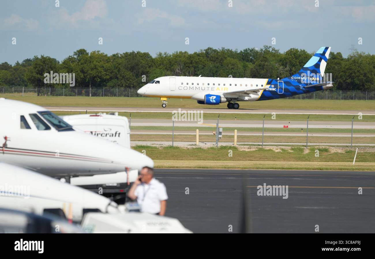 A private charter plane leaves Austin-Bergstrom International Airport ...