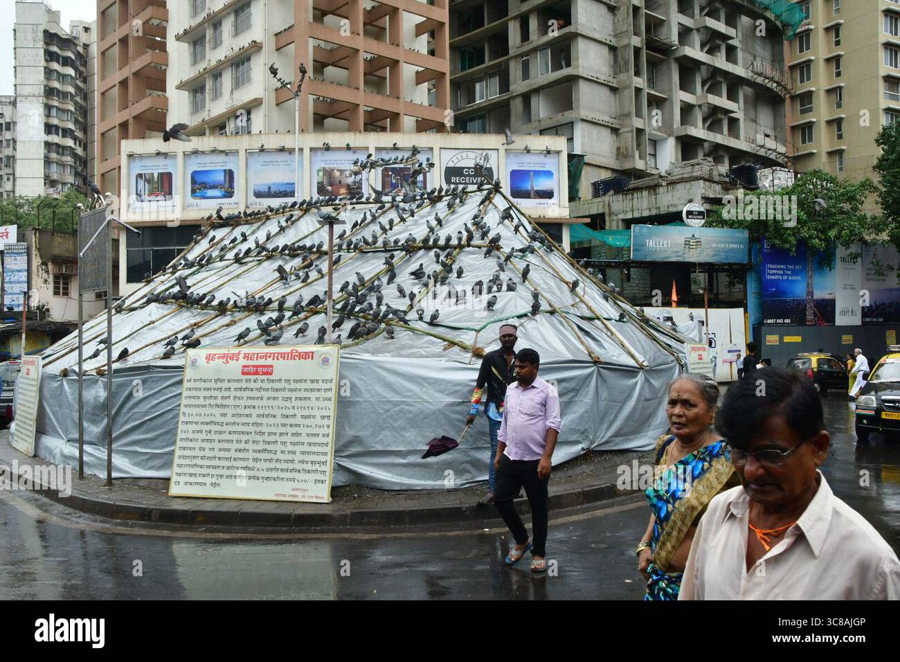 MUMBAI, INDIA - AUGUST 3: BMC authorities have closed the Dadar Kabutar ...