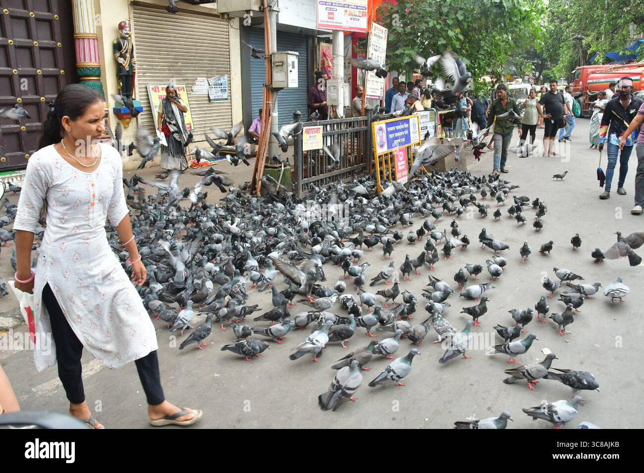 MUMBAI, INDIA - AUGUST 3: BMC authorities have closed the Dadar Kabutar ...