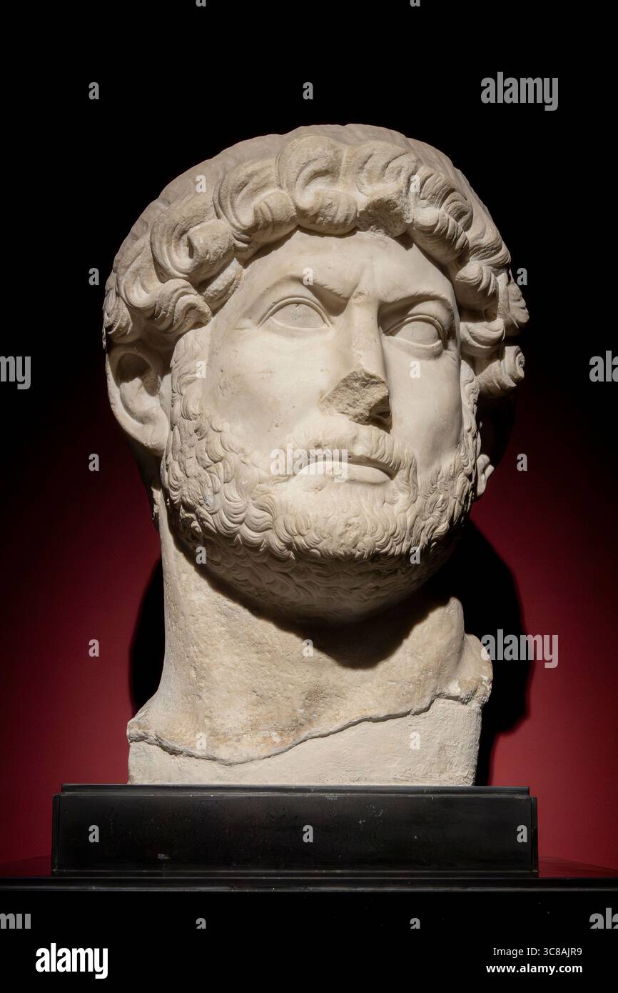 Greco-Roman Museum, Head statue of emperor Hadrian, Tell Atrib ...