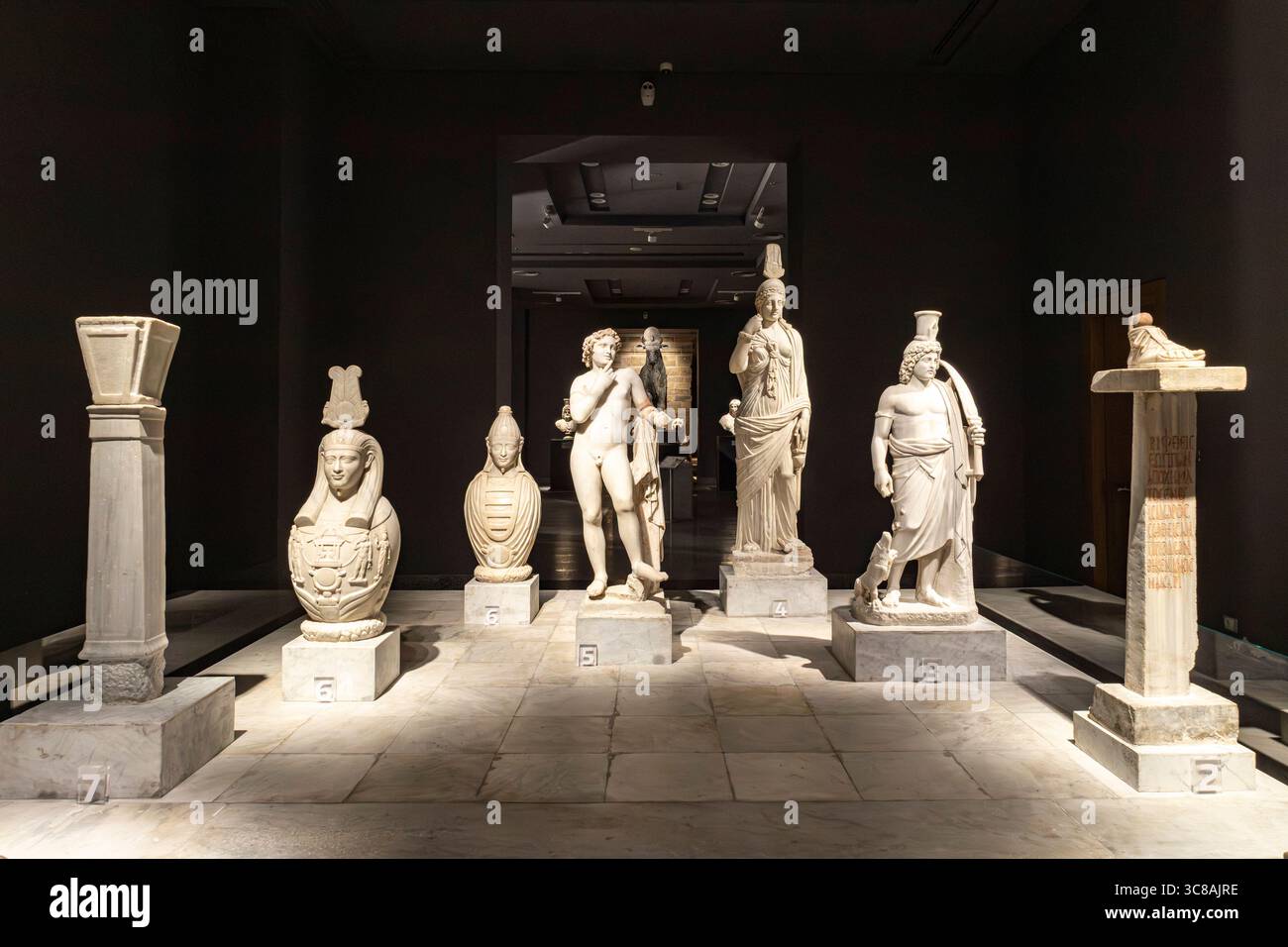 Greco-Roman Museum, interior of gallery, Alexandria, Egypt, North ...