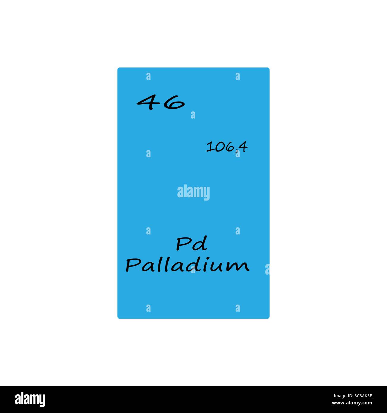 Palladium element block. Atomic number forty six. Chemical symbol ...