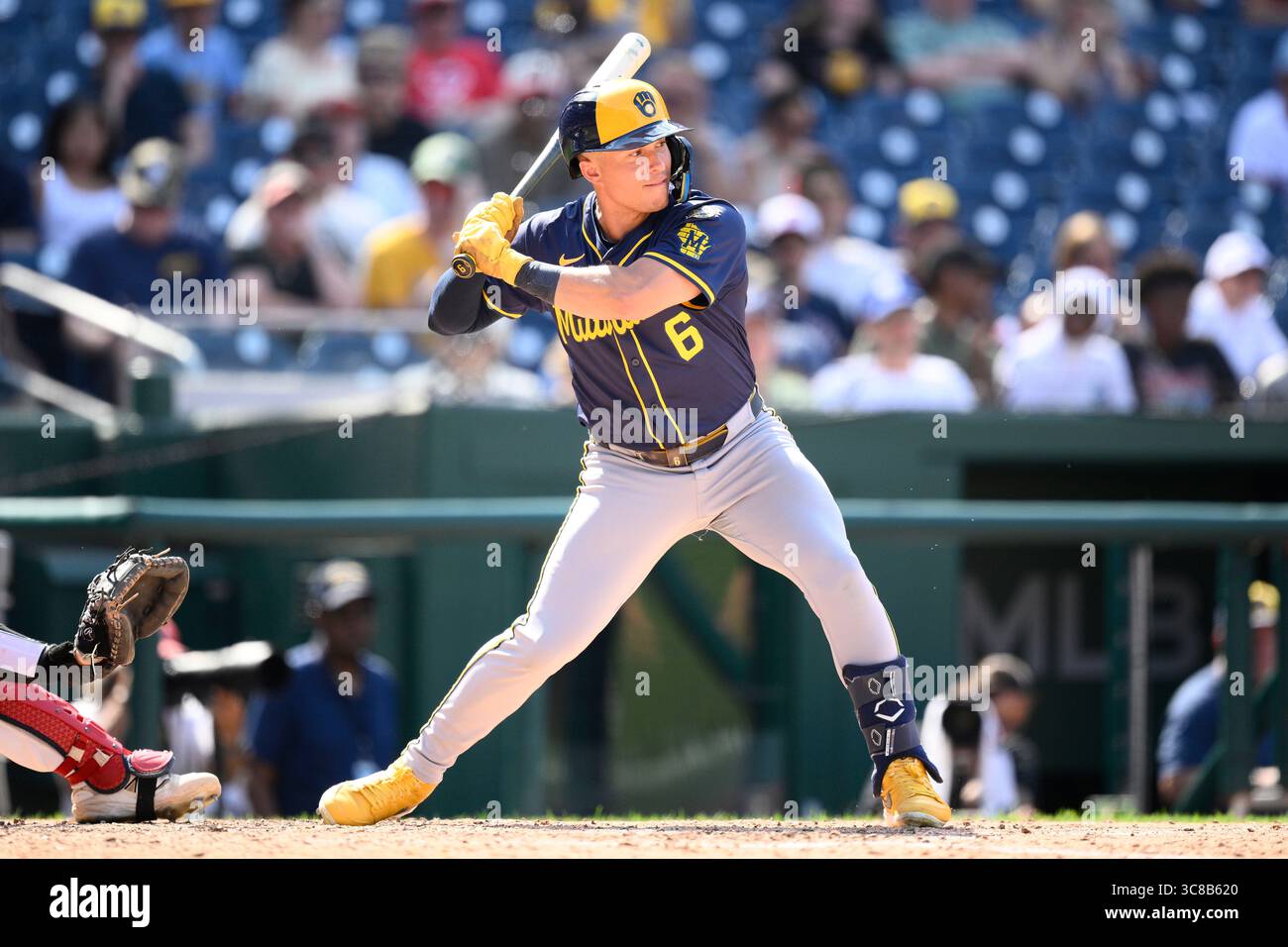 Milwaukee Brewers' Isaac Collins in action during a baseball game ...