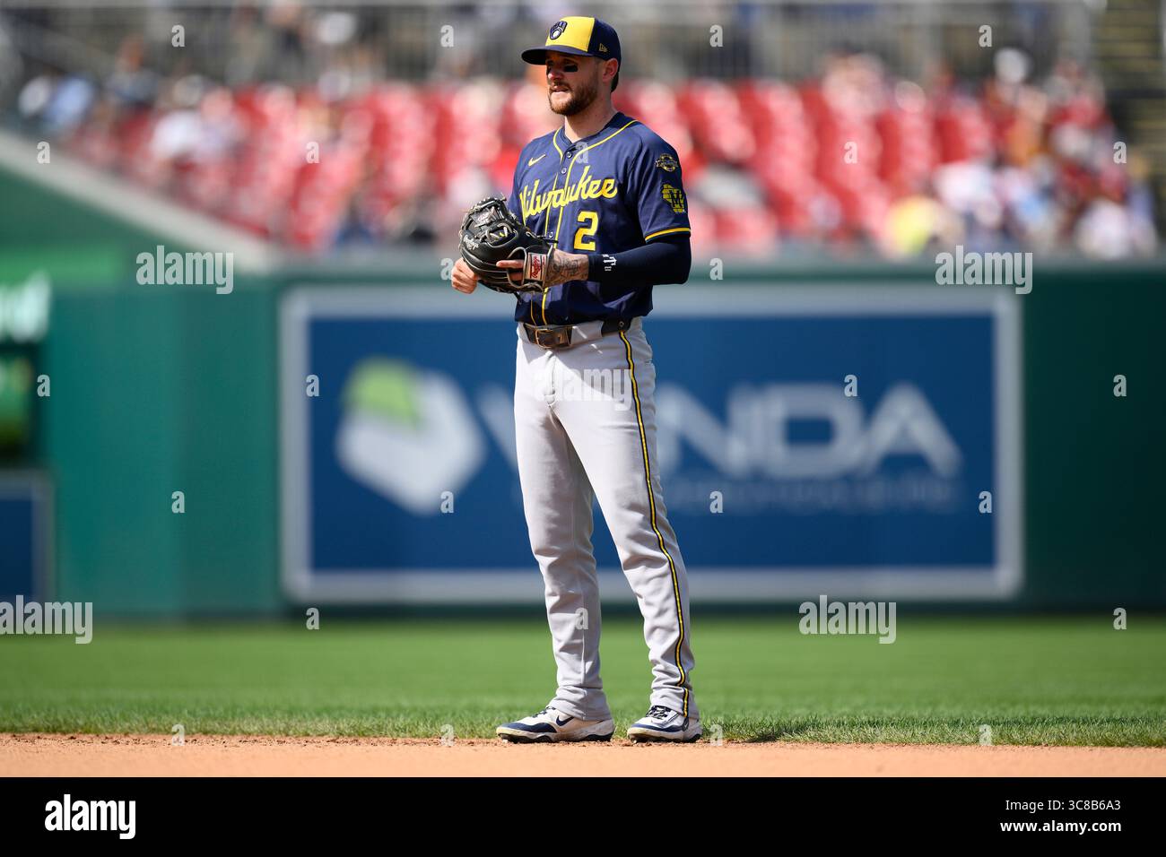 Milwaukee Brewers second baseman Brice Turang (2) in action during a ...