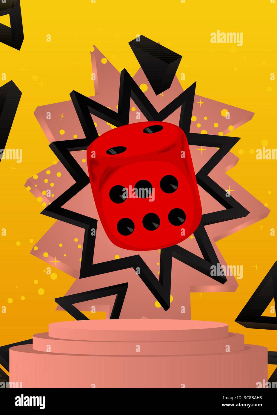 Mockup product display with dice. Vector cylinder pedestal podium ...