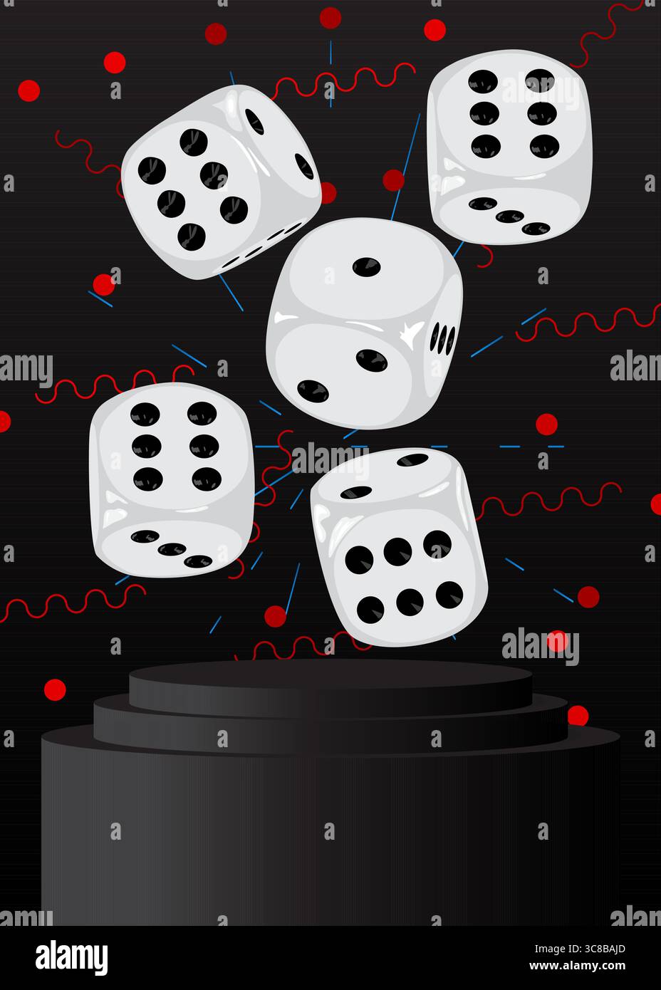 Mockup product display with dice. Vector cylinder pedestal podium ...