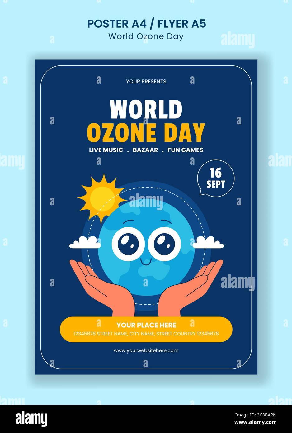World Ozone Day Campaign Social Media Flyer Template in Cartoon ...