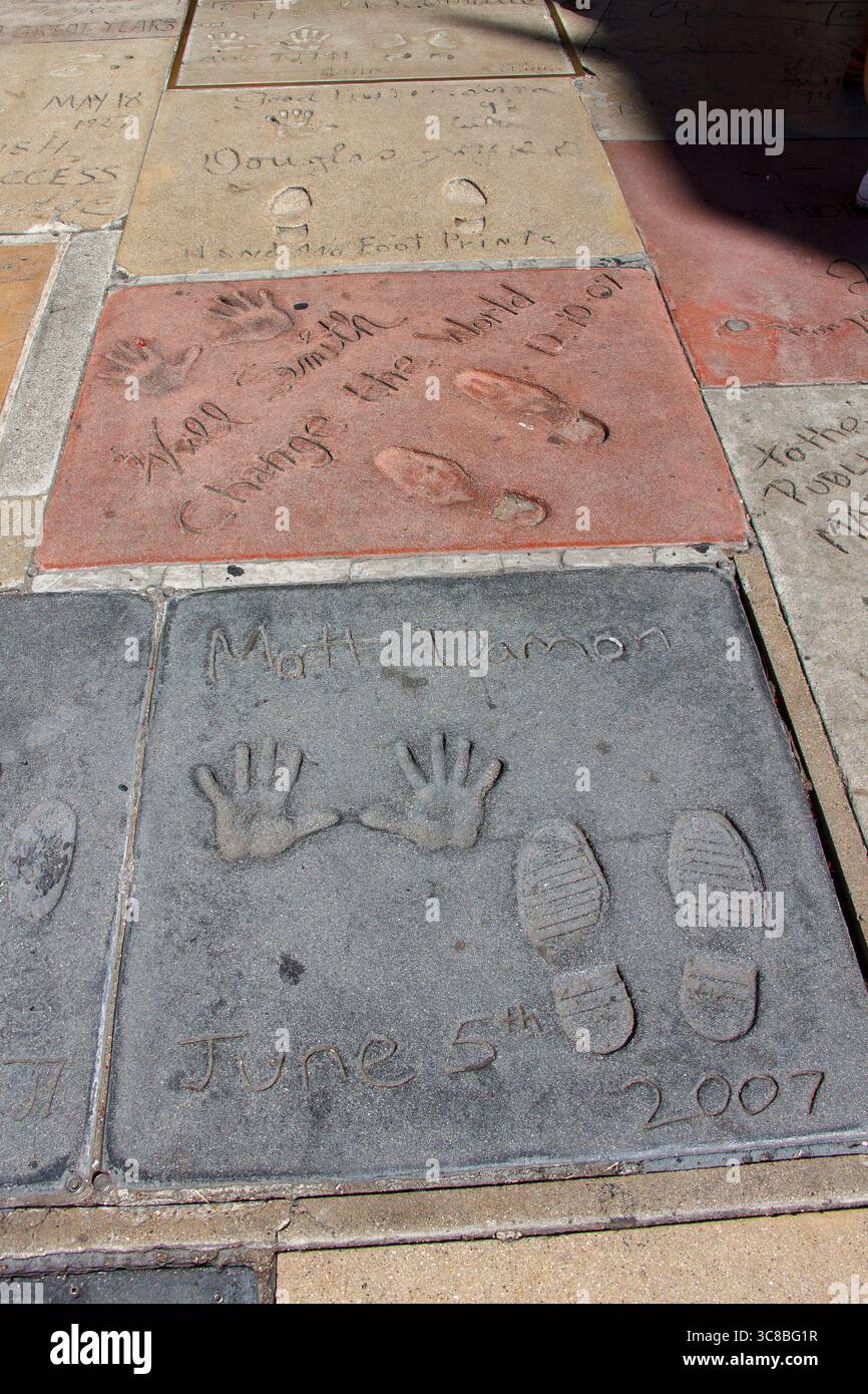 The Matt Damon Hollywood Walk of Fame celebirty hands and feet at ...