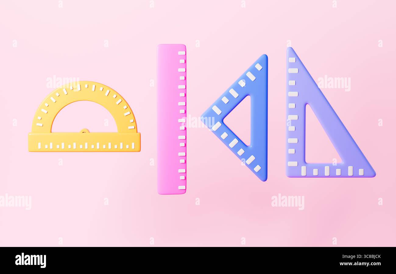 Cartoon rulers, vernier protractor and triangular rule and so on ...