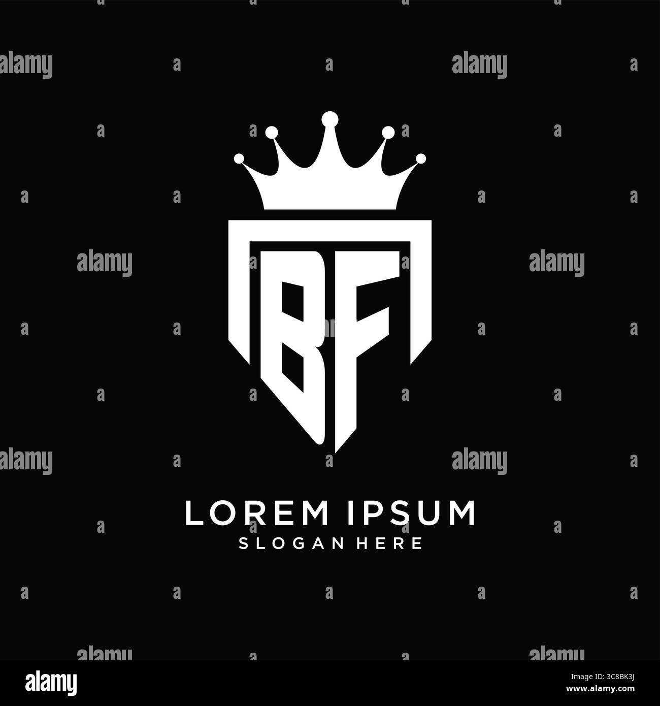 Letter BF logo monogram emblem style with crown shape design template ...